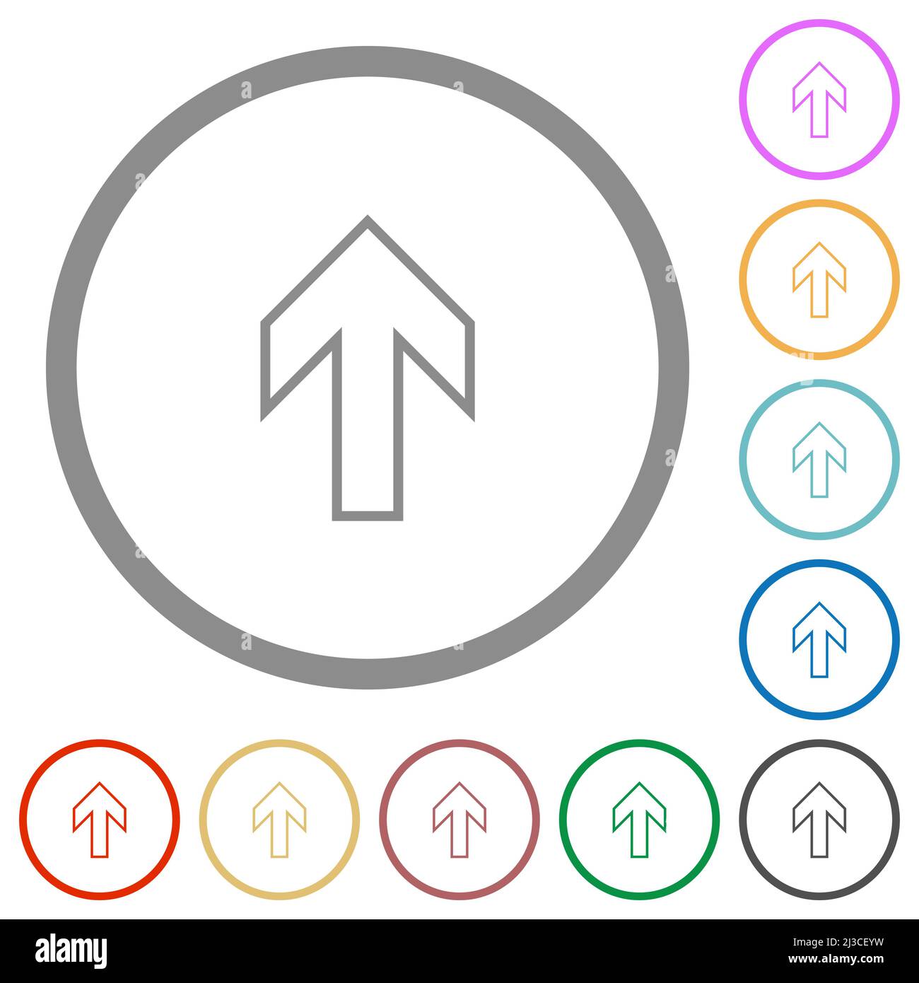 Up arrow outline flat color icons in round outlines on white background ...