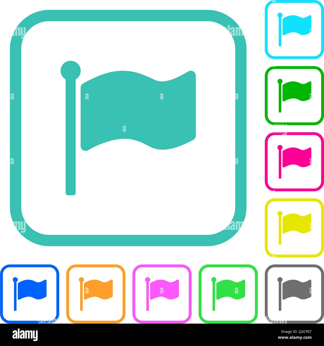 Single flag solid vivid colored flat icons in curved borders on white ...