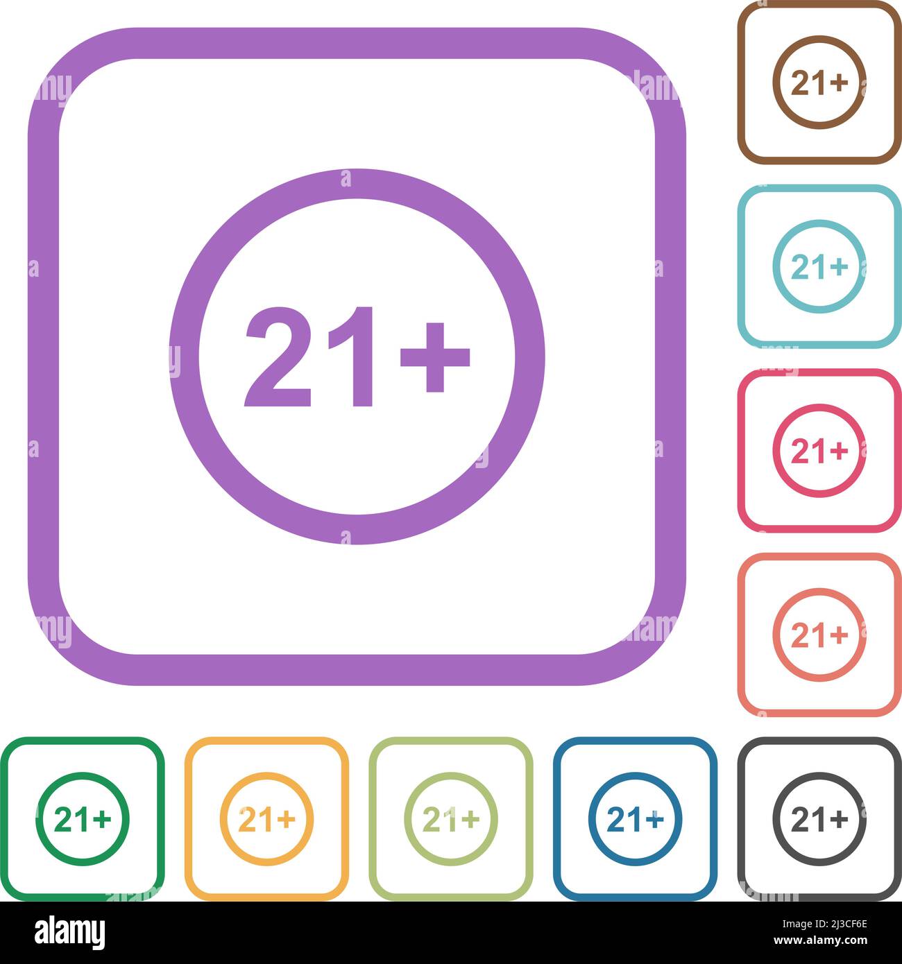 Allowed above 21 years only simple icons in color rounded square frames ...