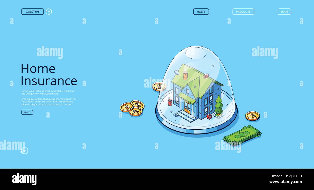 Home insurance banner. Concept of finance safety property, real estate ...