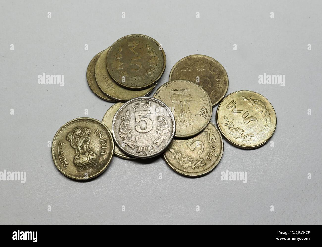 Indian Currency five Rupees Coin, Indian Currency, Money, pile of old ...