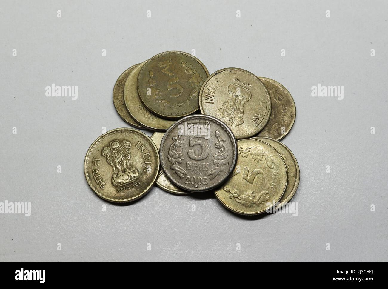 Indian Currency five Rupees Coin, Indian Currency, Money, pile of old ...