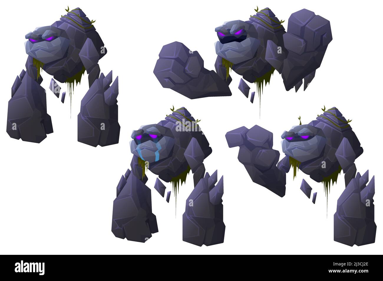 Golem cartoon character, stone monster, mythical creature with strong ...