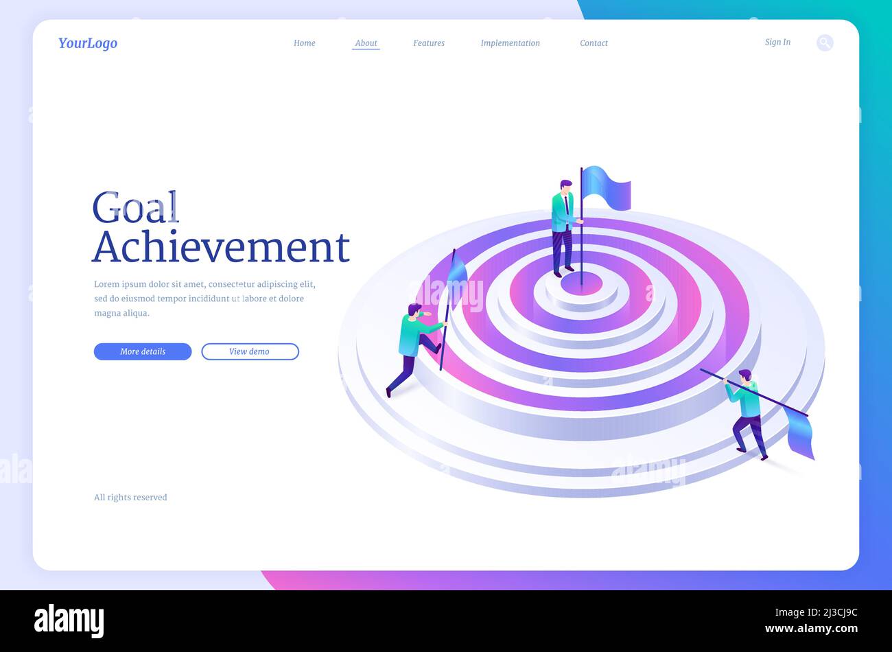 Goal achievement banner. Concept of work strategy for achieve ...