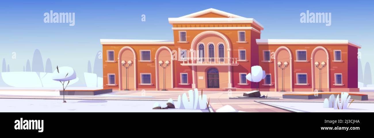 Building exterior of university, college, high school or public library ...