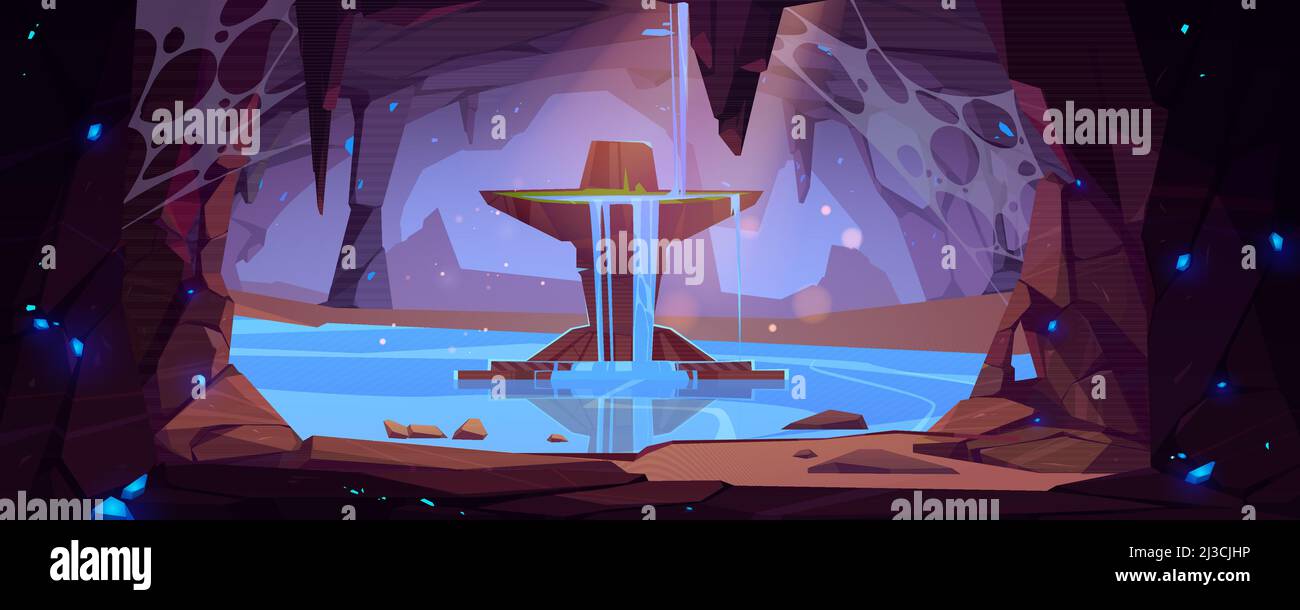 Water falling in cave cave Stock Vector Images - Alamy