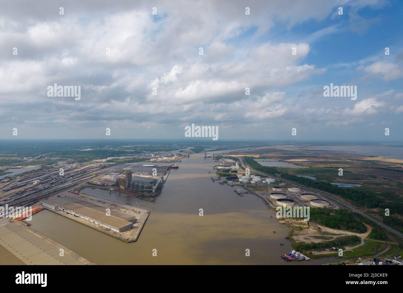 Aerial view of the Mobile River in Mobile, Alabama Stock Photo - Alamy