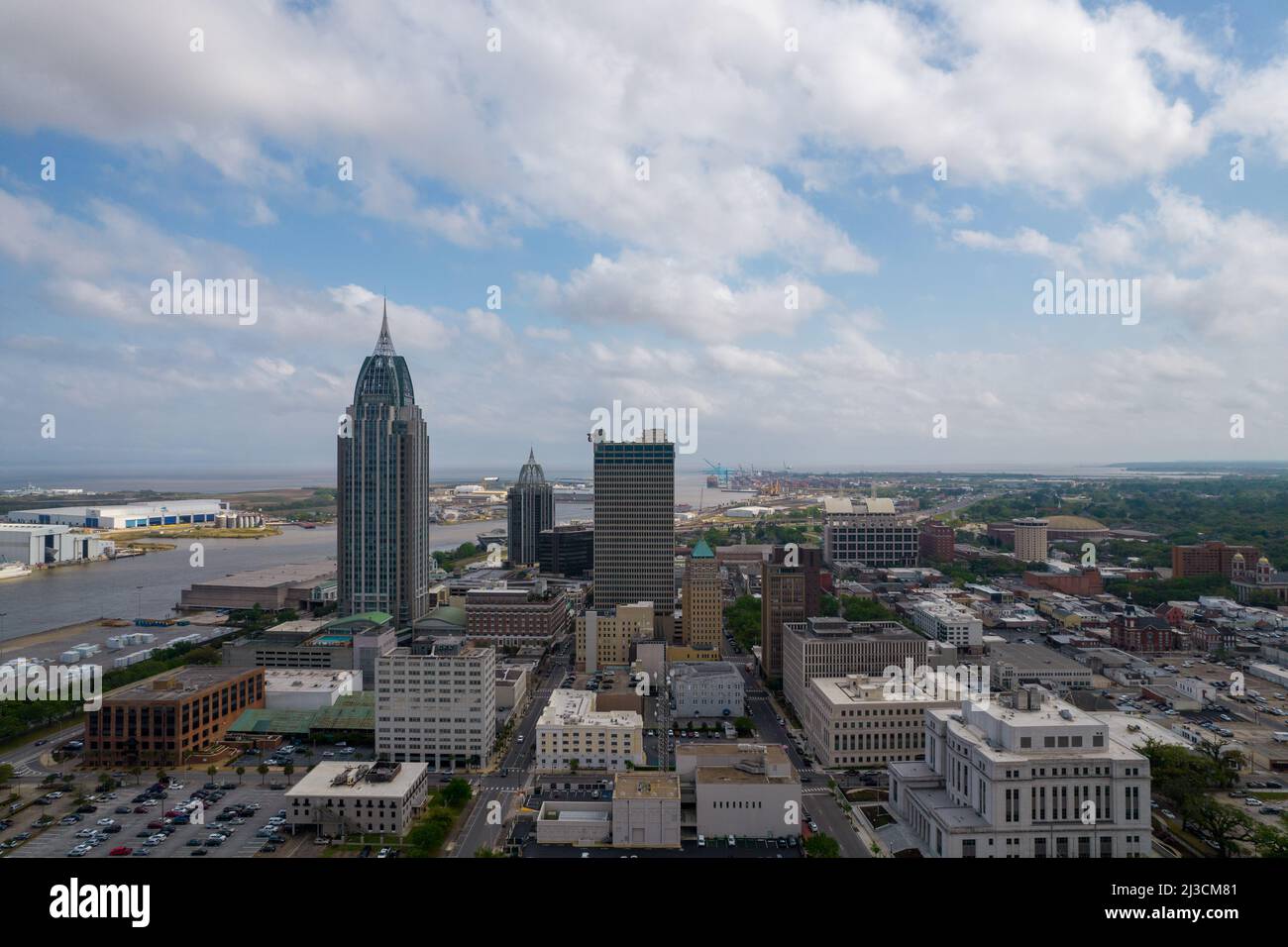 Downtown mobile alabama skyline drone hi-res stock photography and ...