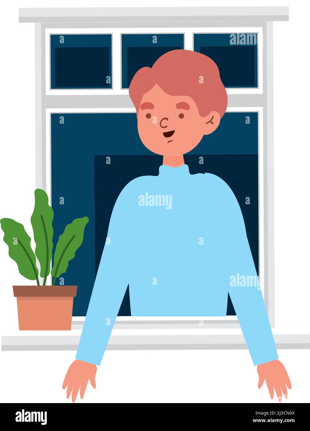 Man look through window Stock Vector Images - Alamy