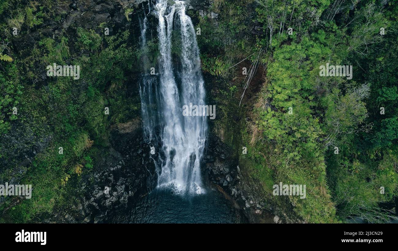 aerial view of Narnia Wailuku River Falls, big island Stock Photo - Alamy