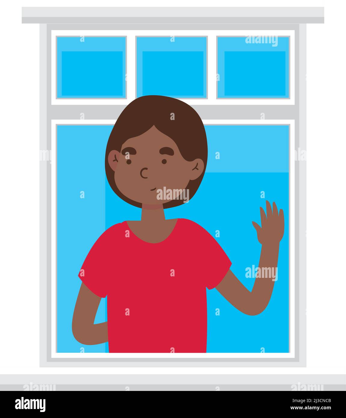 man waving hand in the window Stock Vector Image & Art - Alamy