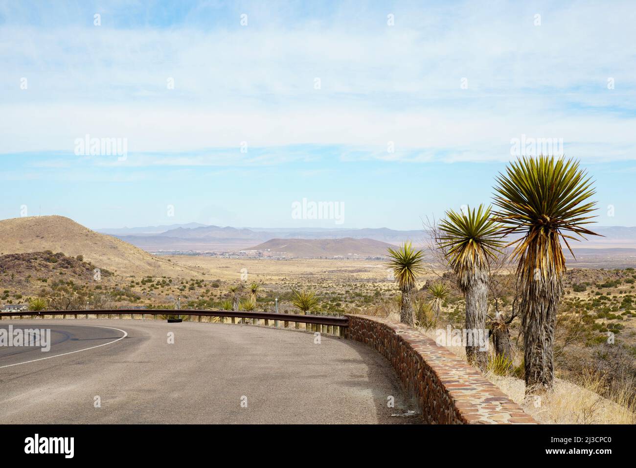 A view of highway above Alpine, Brewster County, Texas, with Yucca ...