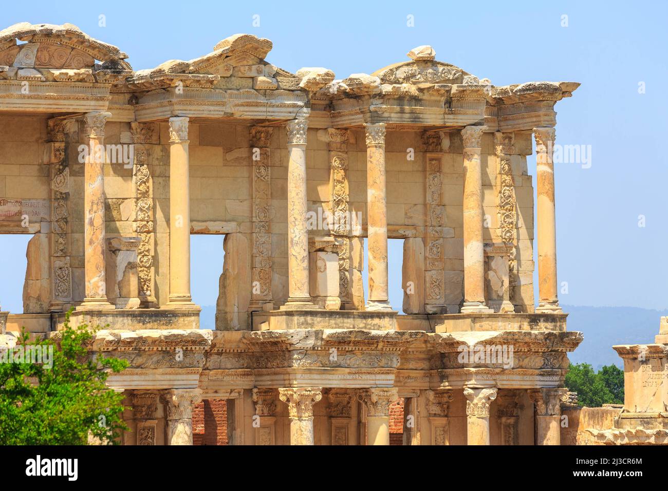 Celsus Library close-up details view in Ephesus, Efes, Turkey Stock ...