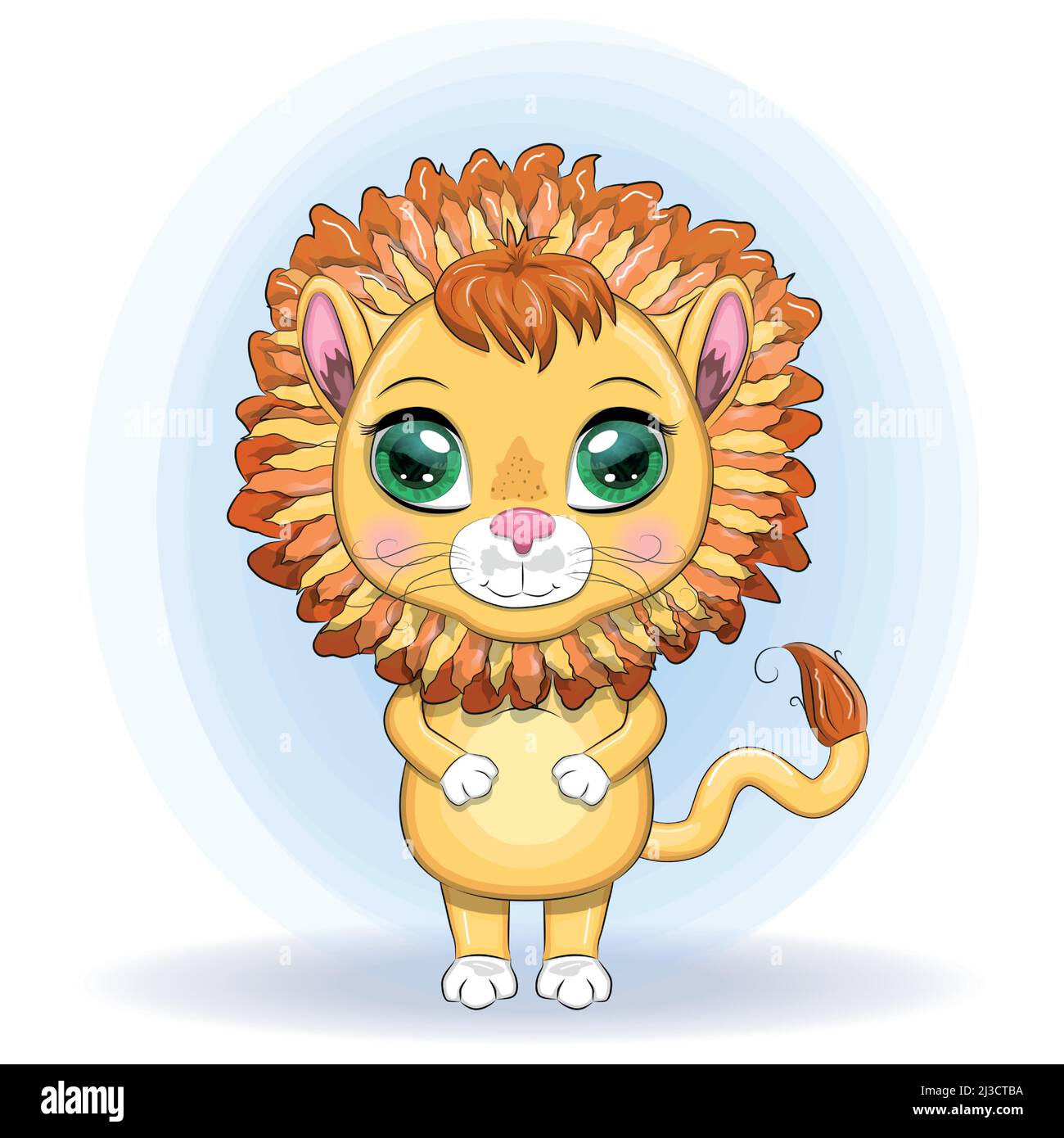 Cartoon lion with expressive eyes. Wild animals, character, childish ...