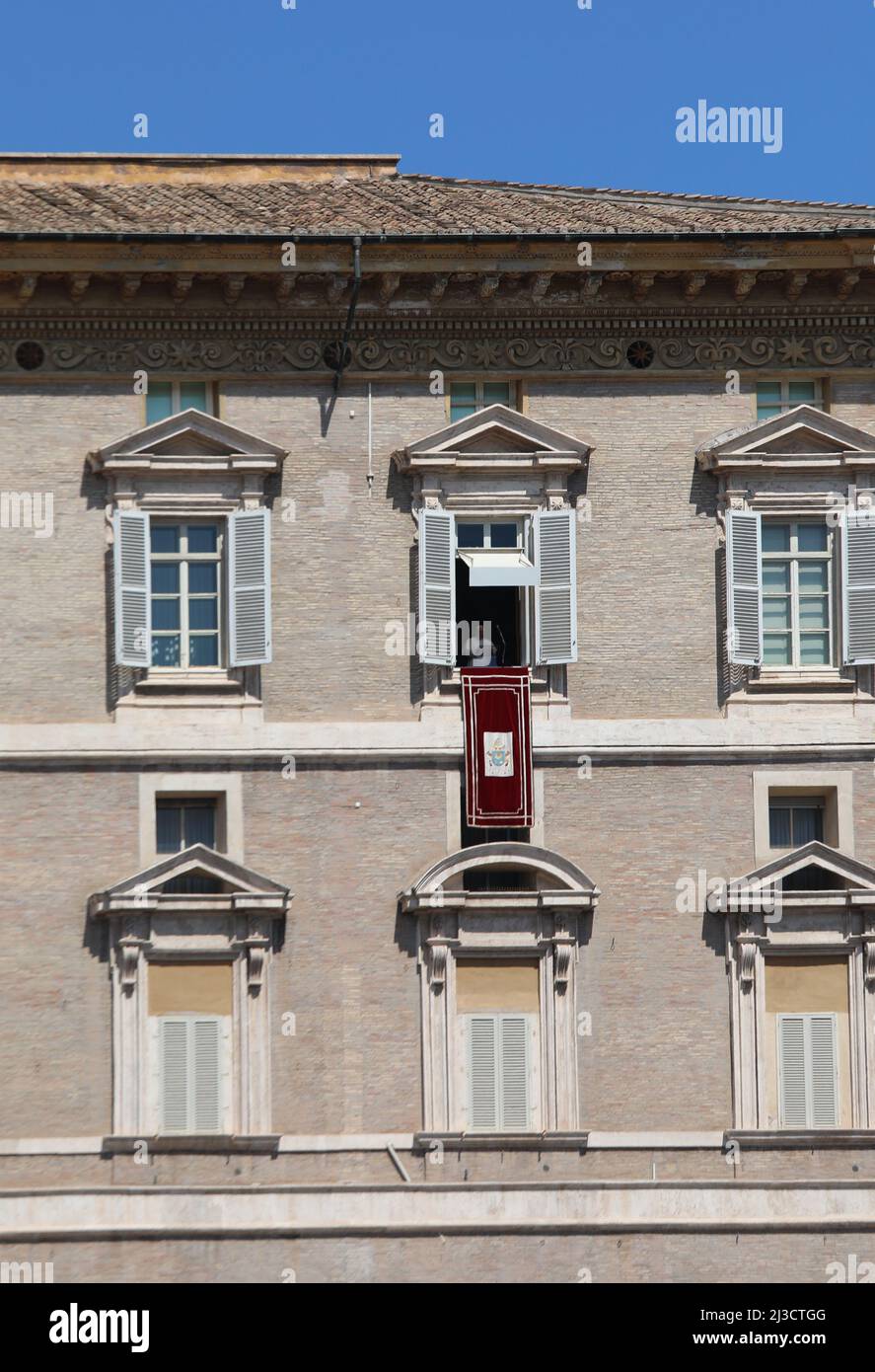 Vatican City, VA, Vatican - August 16, 2020: Pope Francis speaks from ...