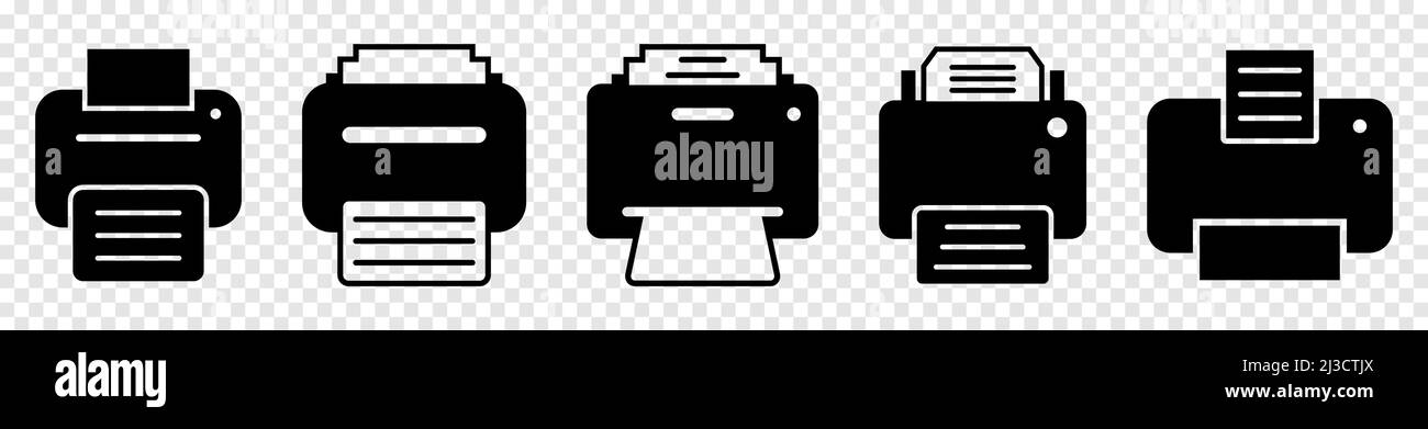 Set of print icons. Vector illustration isolated on transparent ...