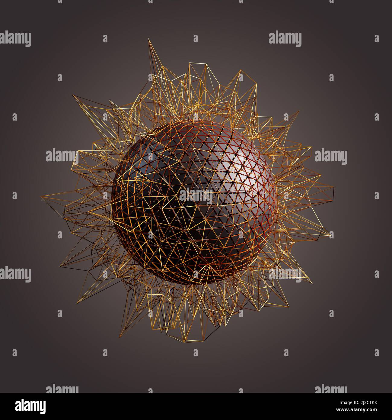 Abstract sphere image with spikes around and the sphere consisting of ...