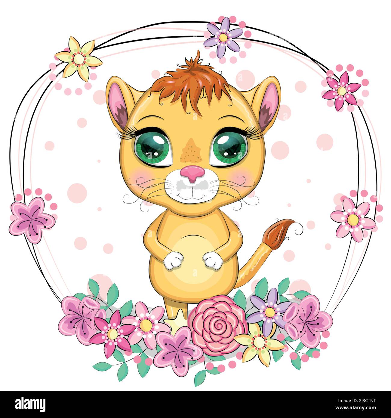 Cartoon lioness with expressive eyes. Wild animals, character, childish ...