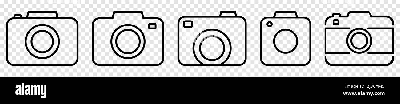 Camera line icons set. Vector illustration isolated on transparent ...
