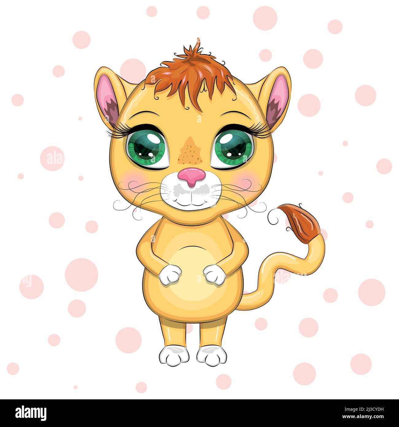 Cartoon lioness with expressive eyes. Wild animals, character, childish ...