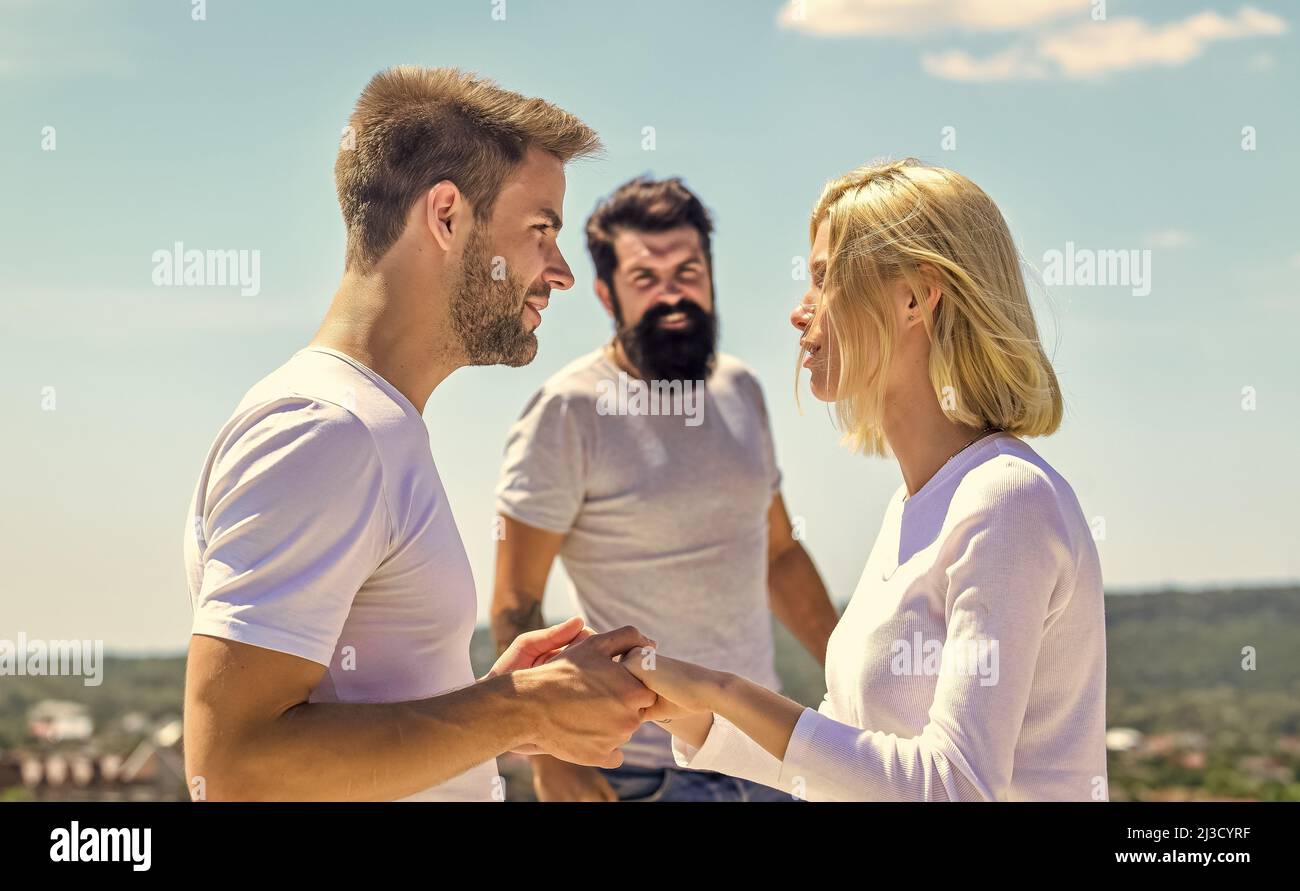 family psychology. Expressing feelings. Gossip. couple in love. third ...