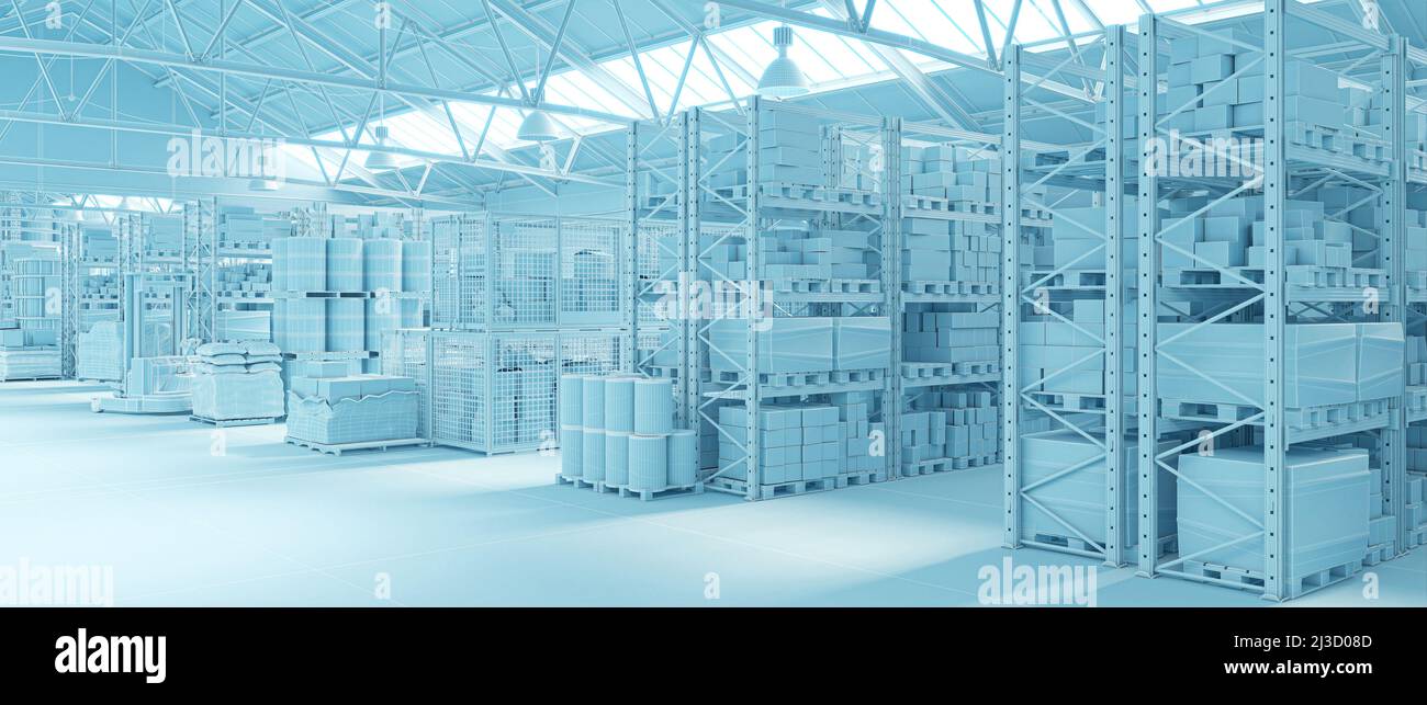 3d render warehouse interior racks hi-res stock photography and images ...