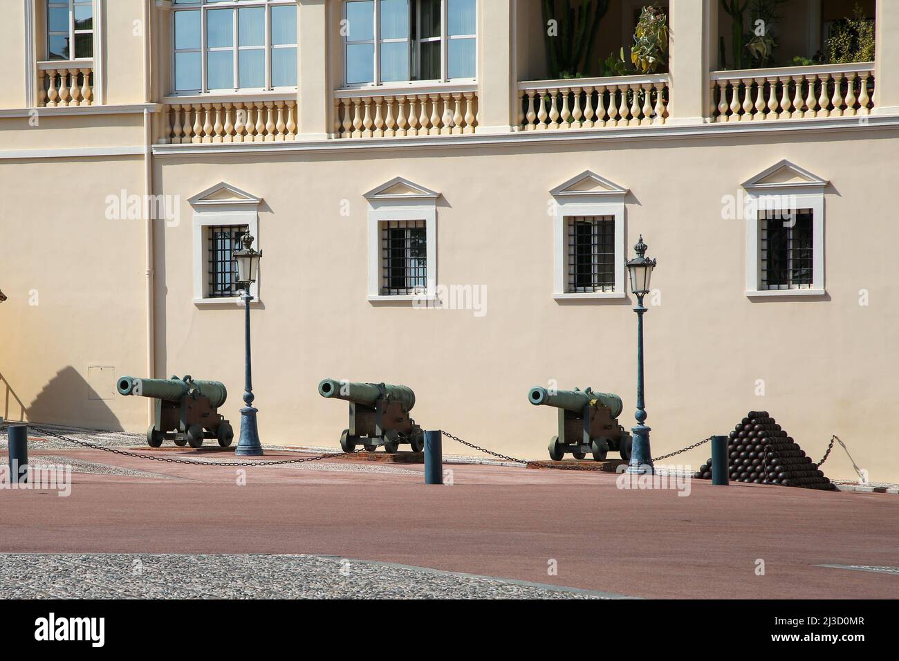 The gun cannons outside The Place du Palais at Monaco. The Prince's ...