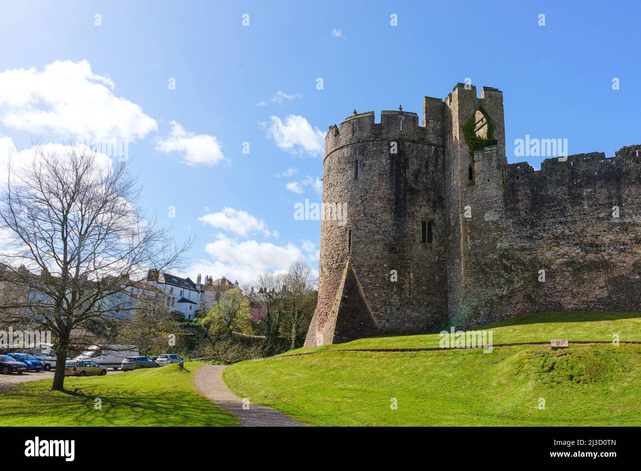 Chepstow castle illustrating its towers, turretts, fortifications and ...