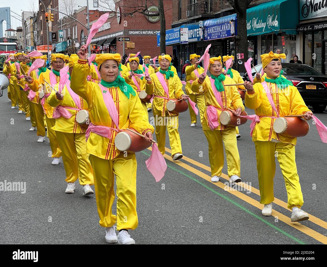 Falun Dafa group marches in the Saint Patrick's Day Parade in Bay Ridge ...