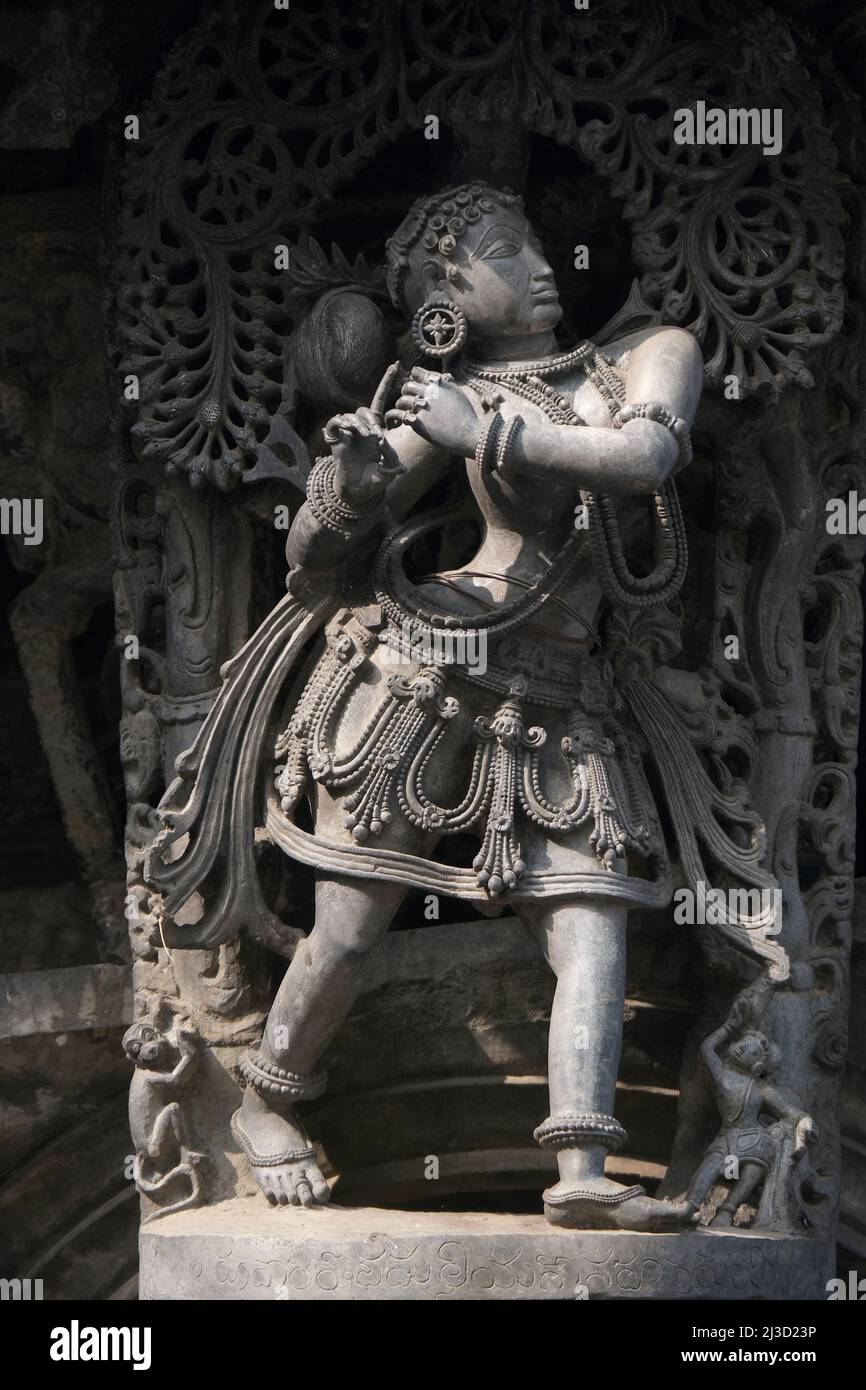 Stone Sculpture of Beautiful Female (Madanikas) with selective focus ...