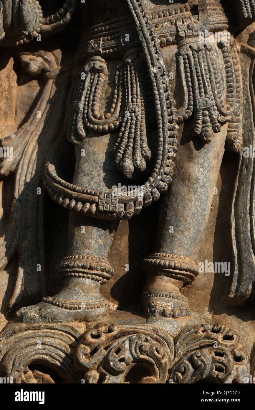 Stone Sculpture of Hindu Gods with selective focus, 12th century Hindu ...