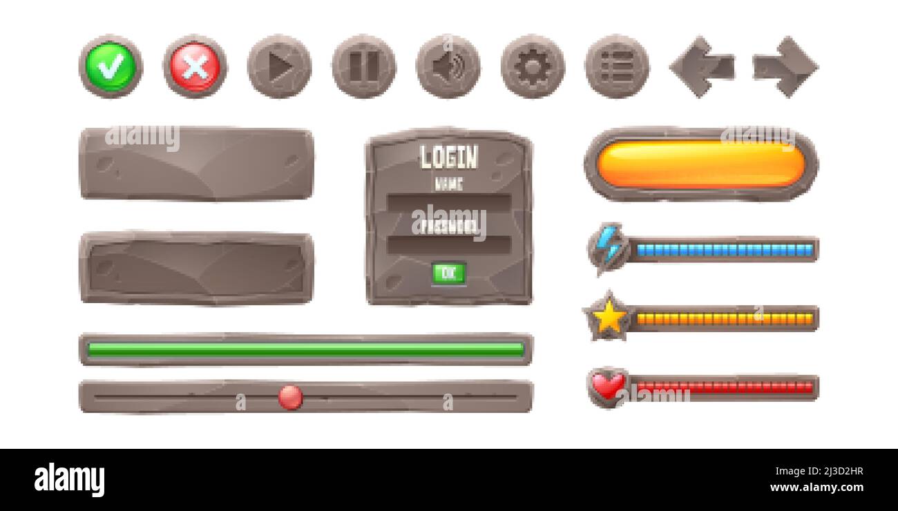 Set Progress Bars Game Buttons Menu Ui Or Gui Elements Cartoon