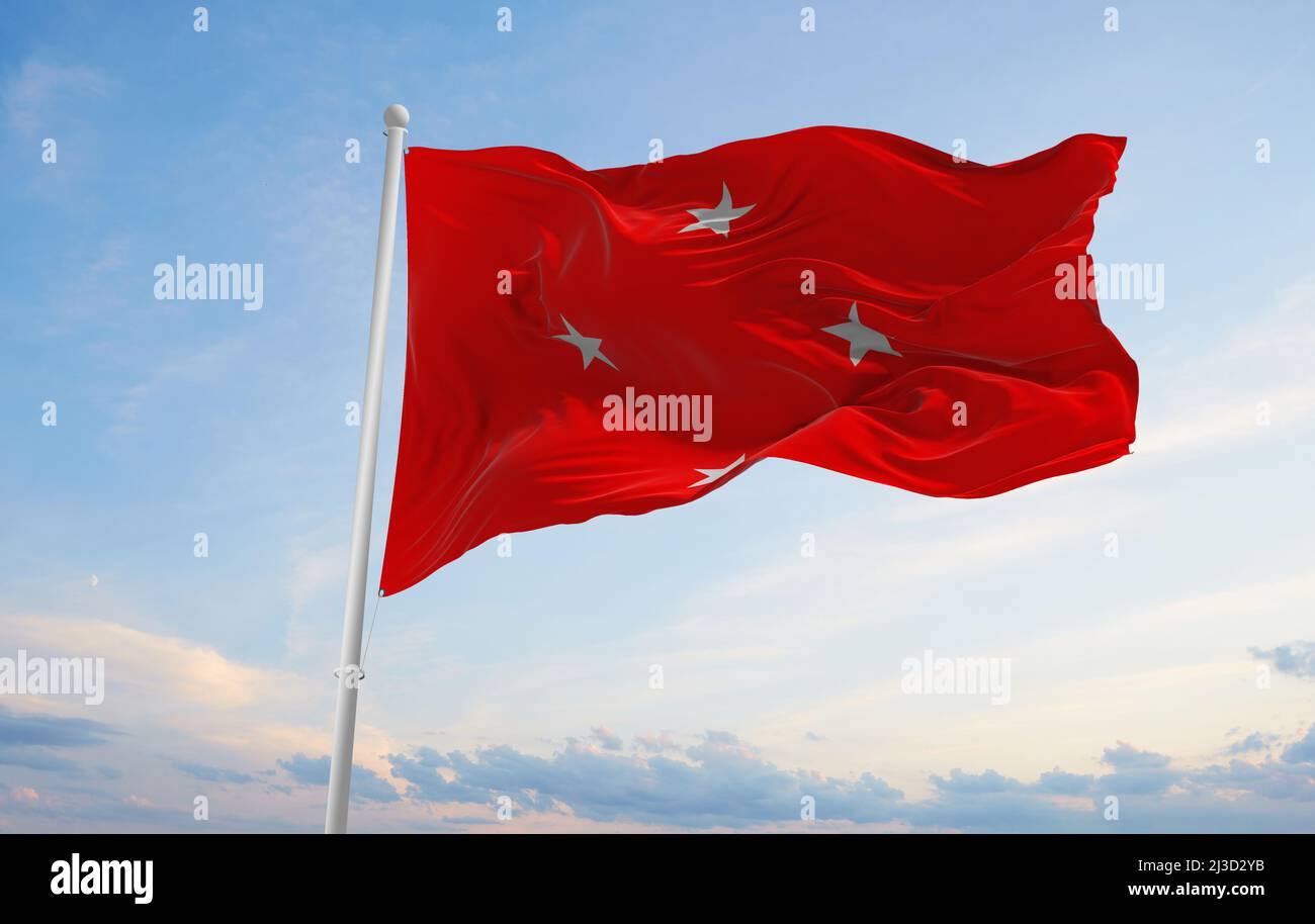 flag of londrina , Brazil at cloudy sky background on sunset, panoramic ...