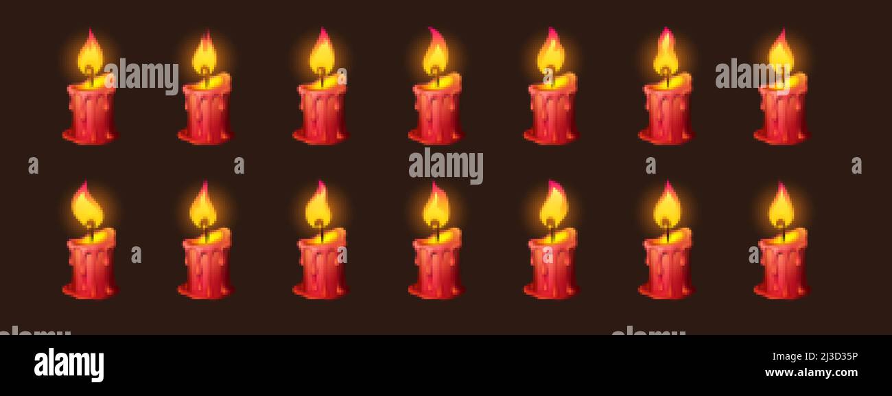 Burning fire on candle for 2d animation or video game. Vector cartoon ...