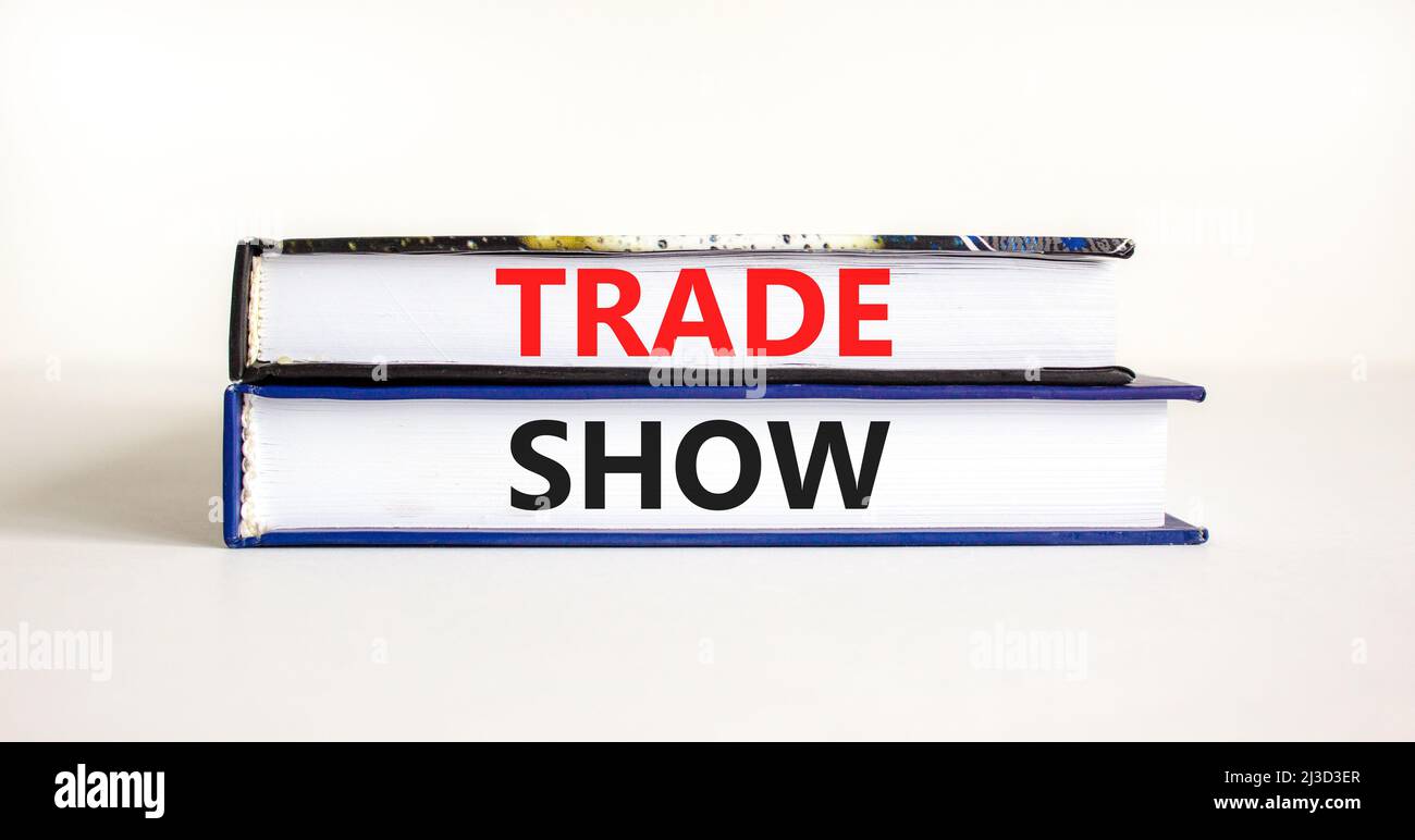 Trade show symbol. Books with concept words Trade show on beautiful ...