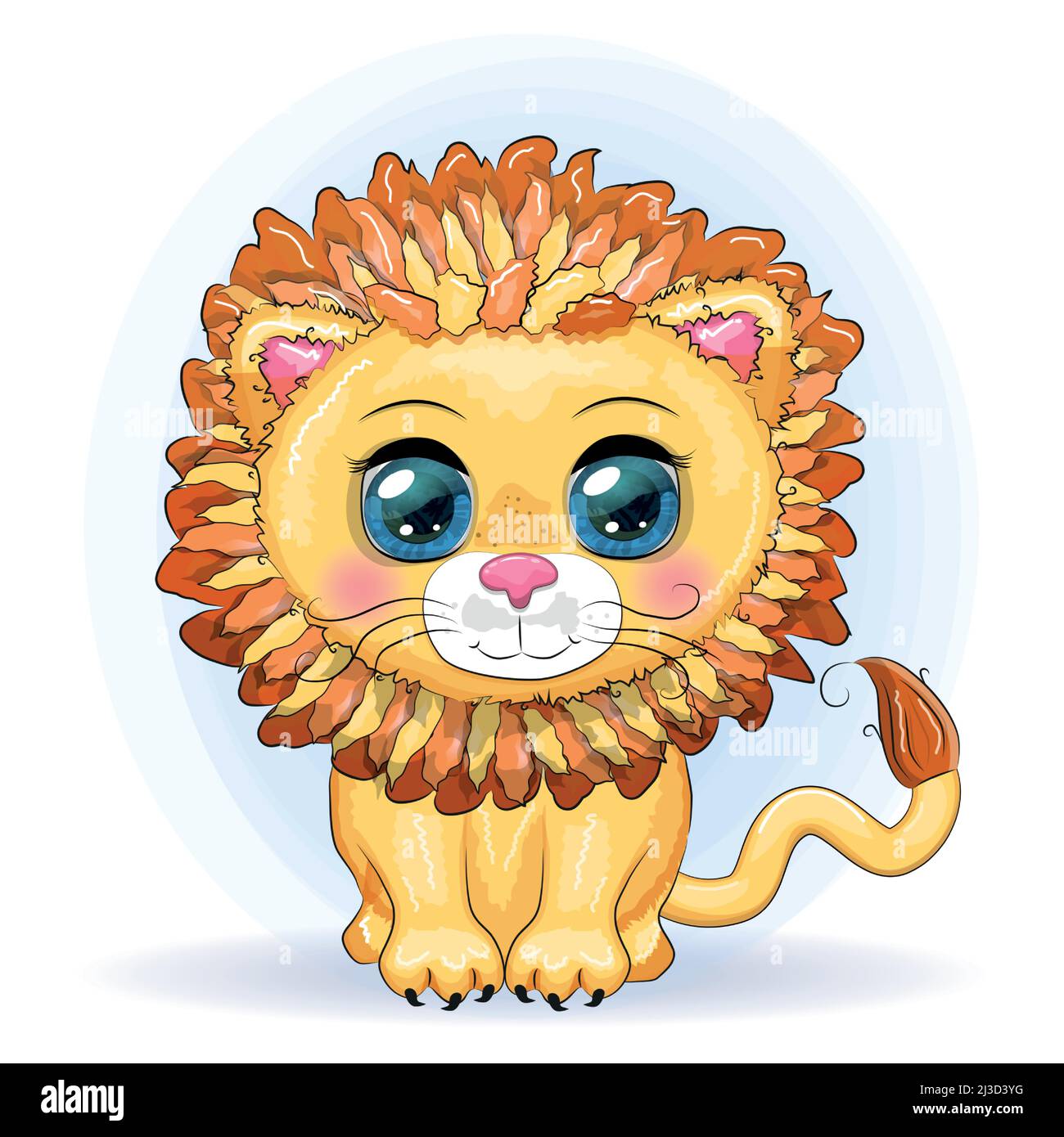Cartoon lion with expressive eyes. Wild animals, character, childish ...