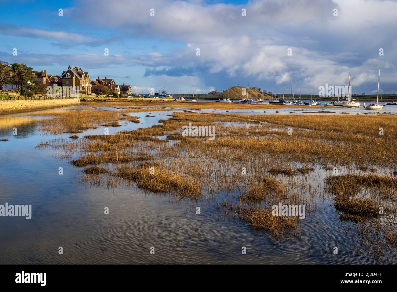 Alnmouth estuary from the Northumberland Coast Path in the spring ...