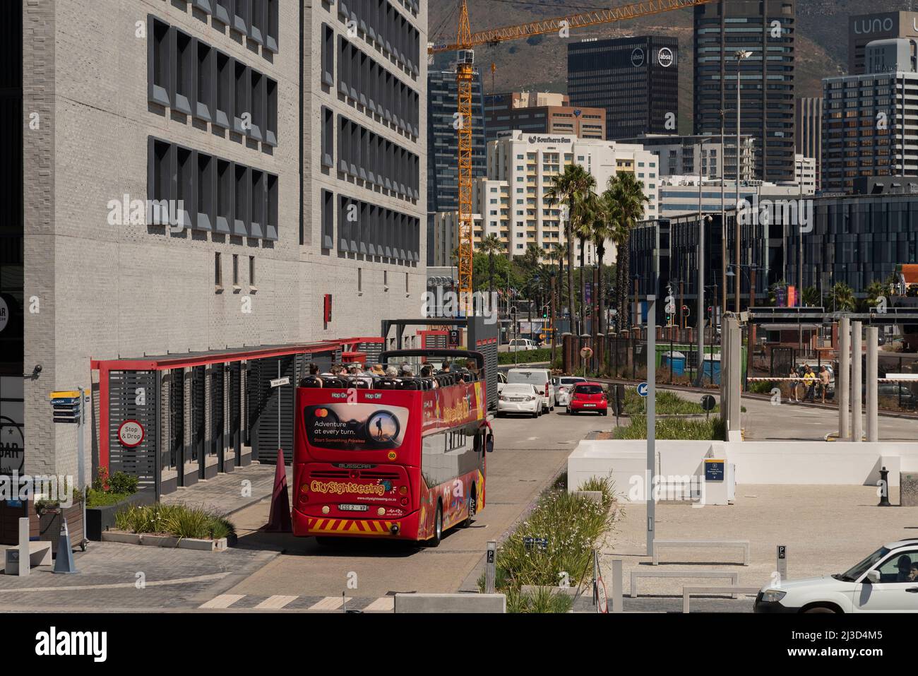 Cape Town, South Africa. 2022. A red double deck tourist bus viewing ...
