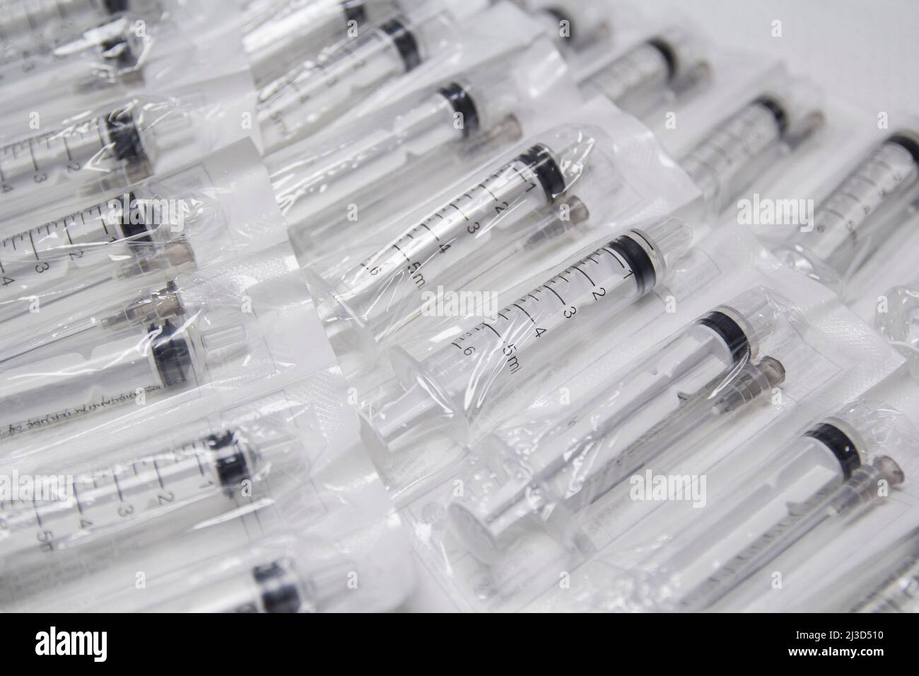 Medical waste, therapeutic syringes in packaging A bunch of unused ...