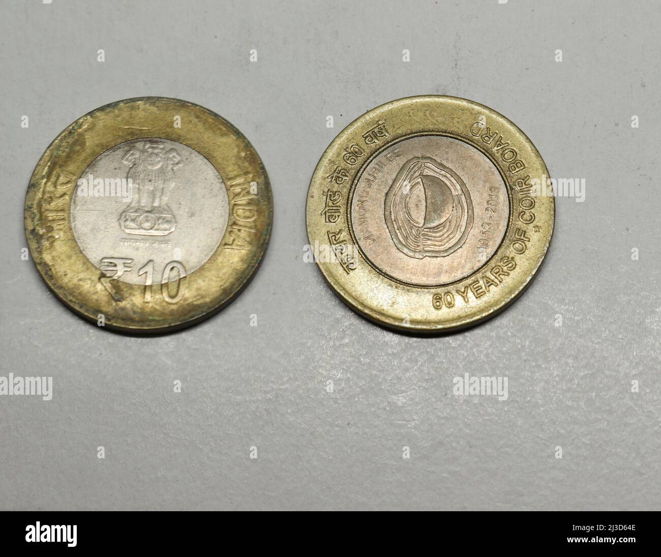 Indian Currency, 60 years of,coir bord, Ten Rupees Coin, Indian ...