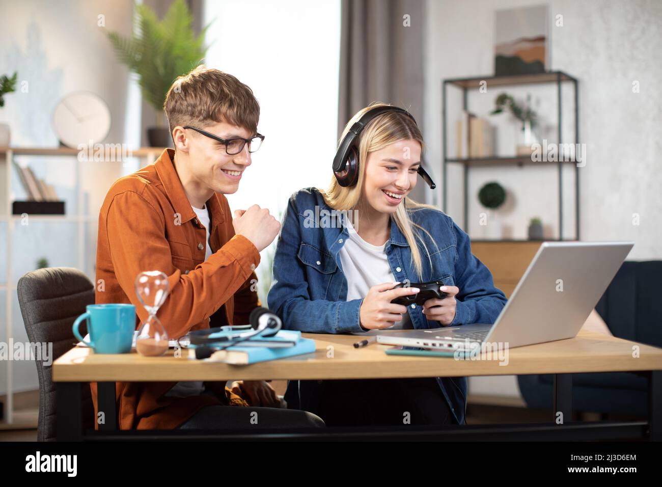 Excited young guy joystick hi-res stock photography and images - Alamy