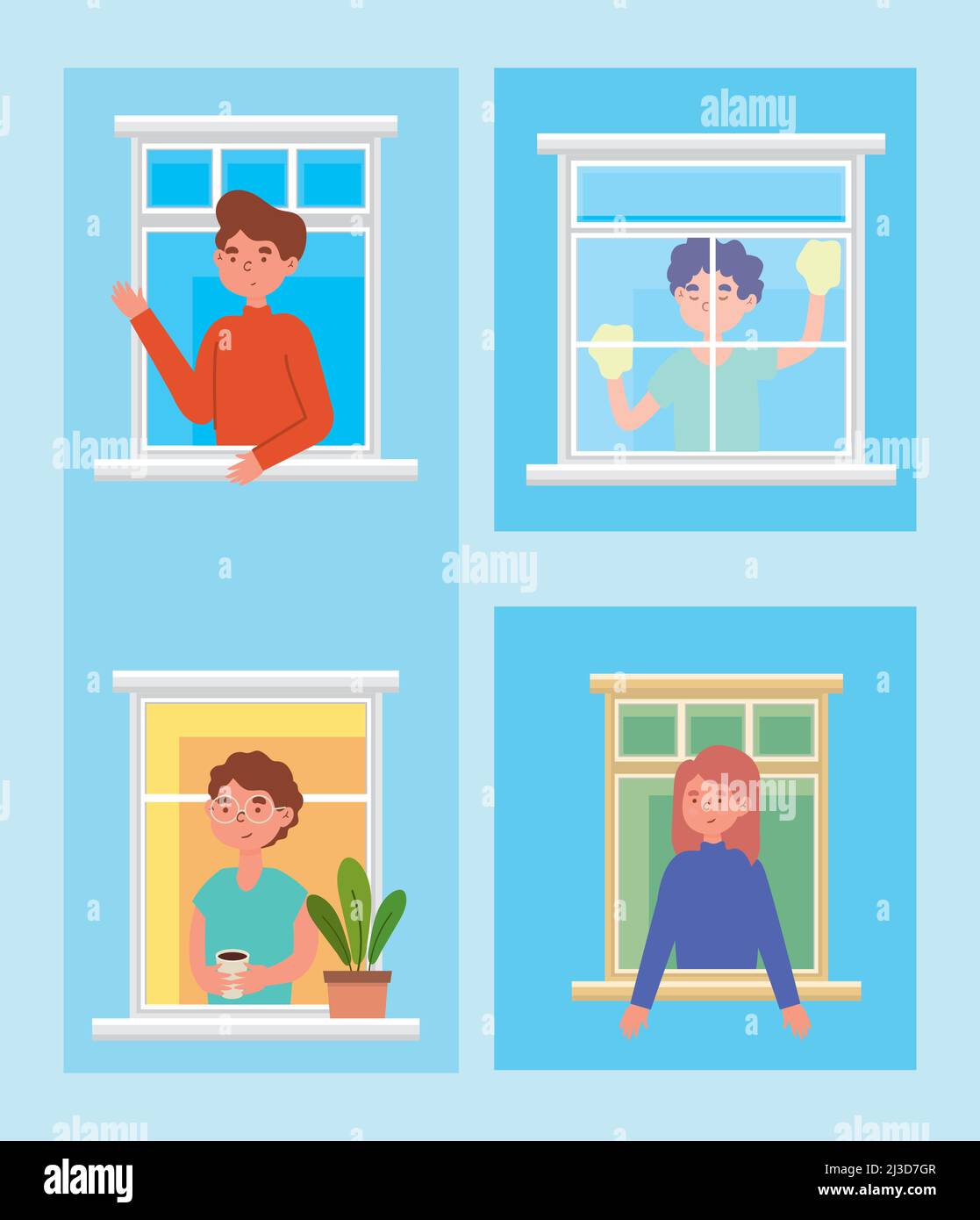 people looking out of windows Stock Vector Image & Art - Alamy