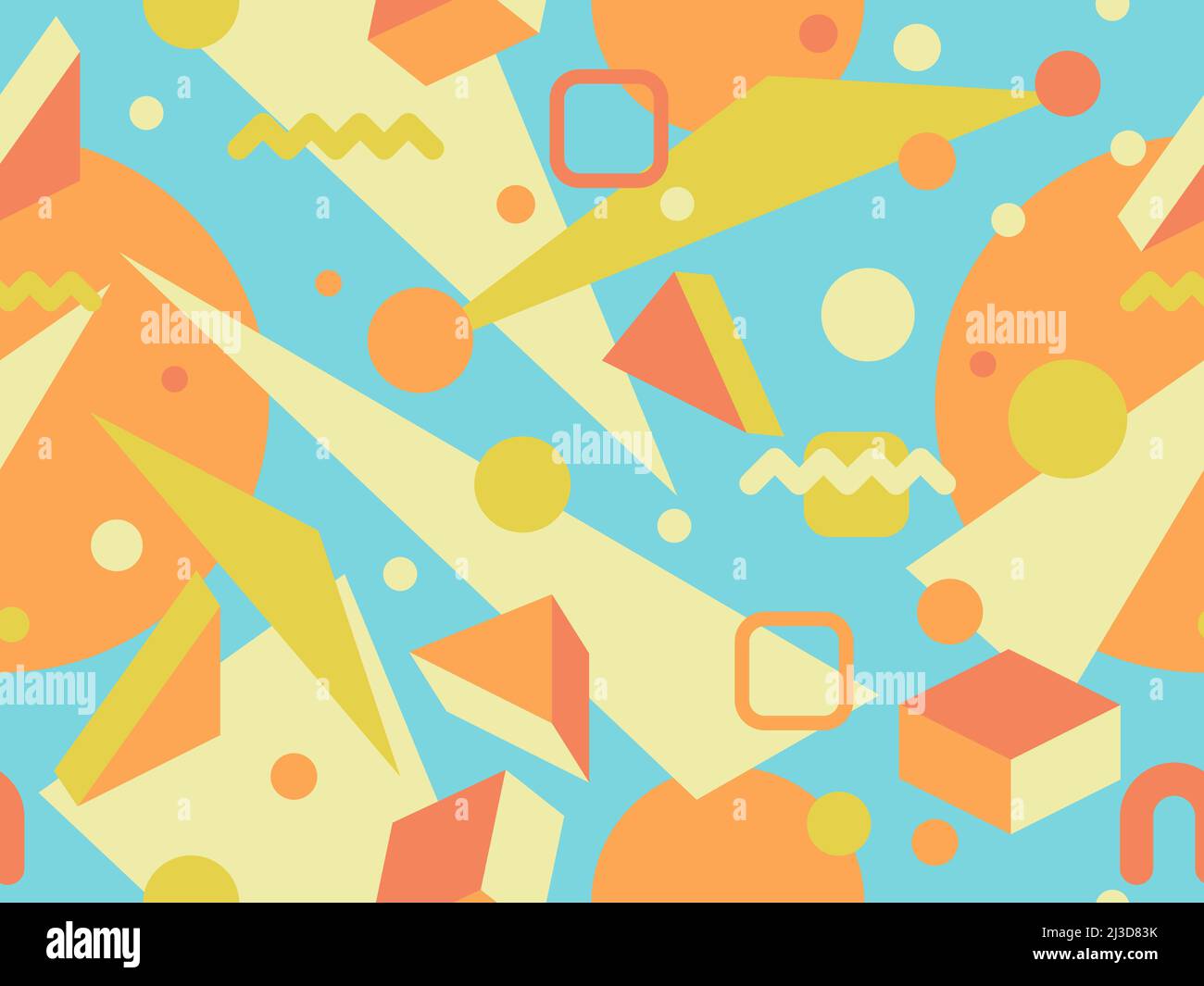 Geometric seamless pattern in 80s memphis style. Isometric geometric 3D ...