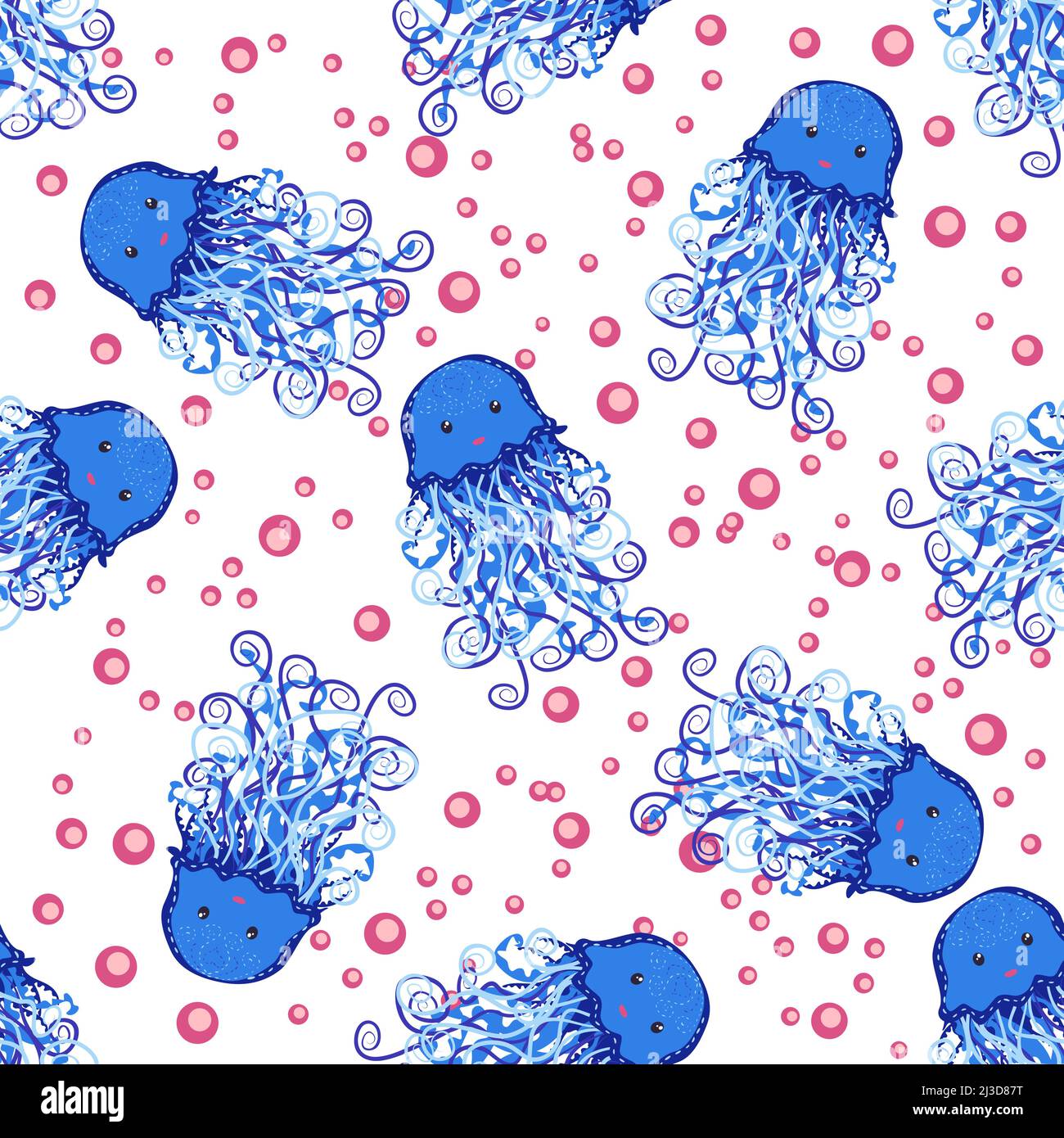 Jellyfish animals bright seamless patterns. Seamless pattern with ...