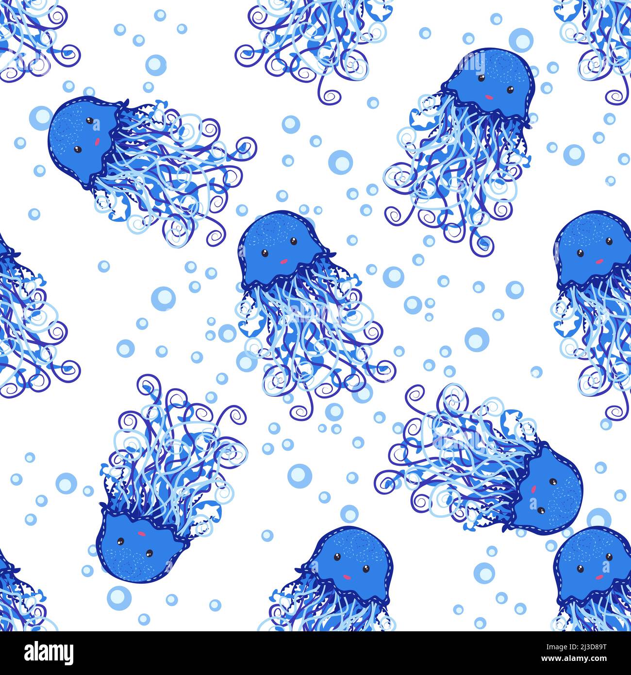Jellyfish animals bright seamless patterns. Seamless pattern with ...