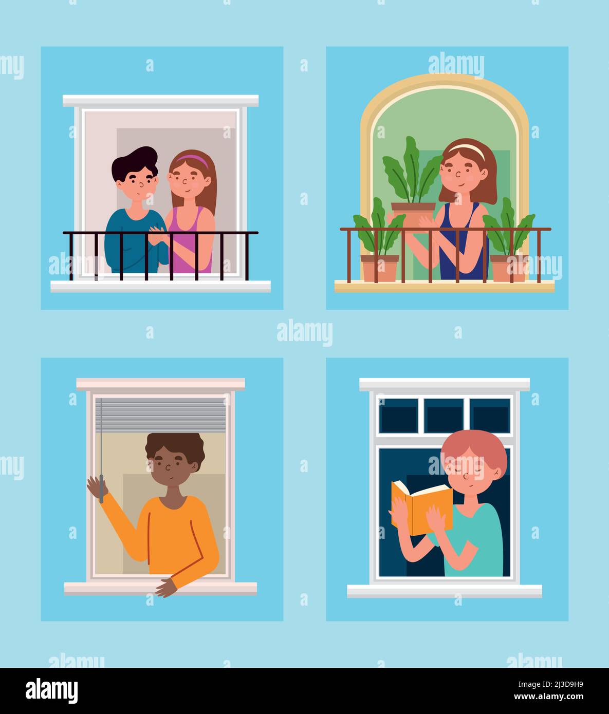 set of people in the window Stock Vector Image & Art - Alamy