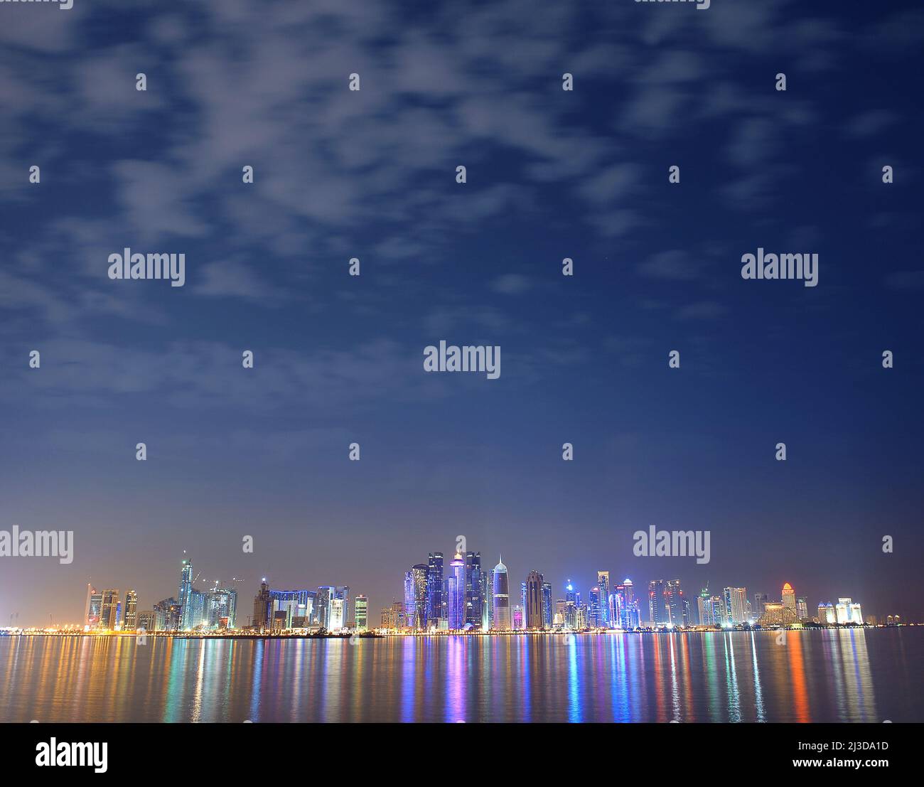 Doha Cornish panoramic sky line view -Doha Qatar Stock Photo - Alamy