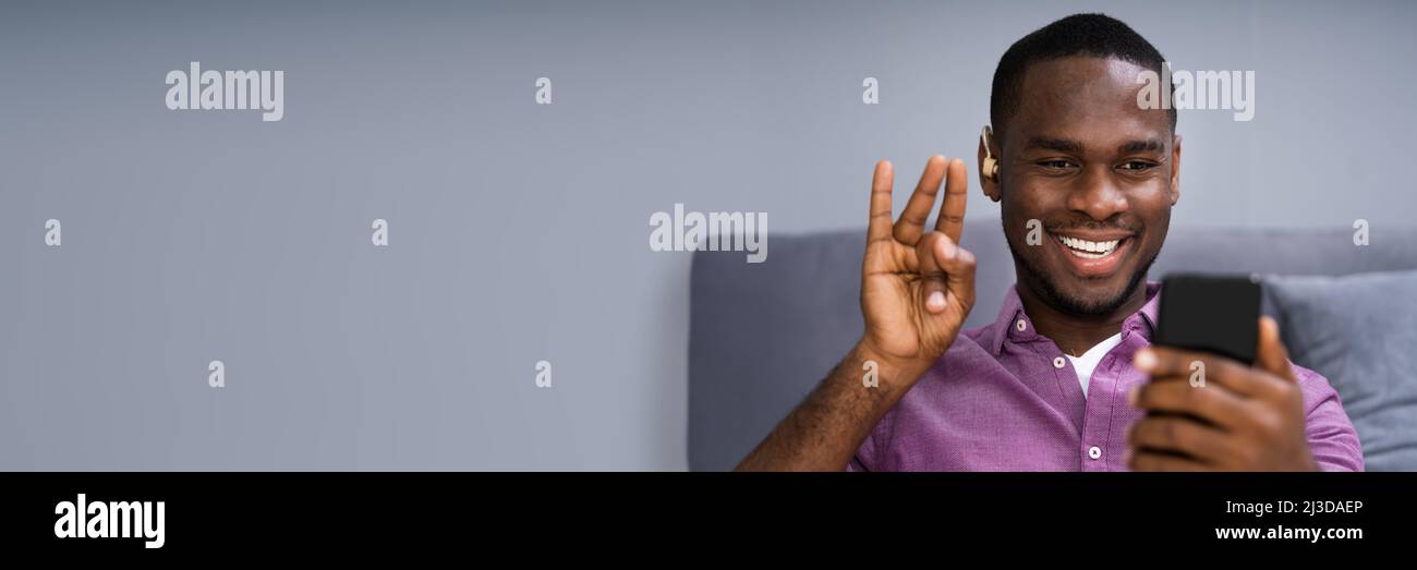 Deaf African Man With Disabilities Using Video Conference Stock Photo ...