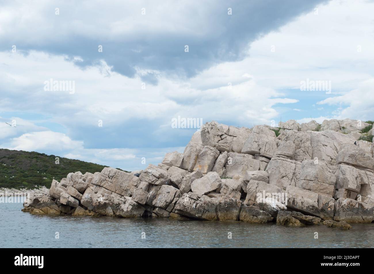 Small isolated rocky islet in Adriatic sea, Croatia, Zadar region Stock ...