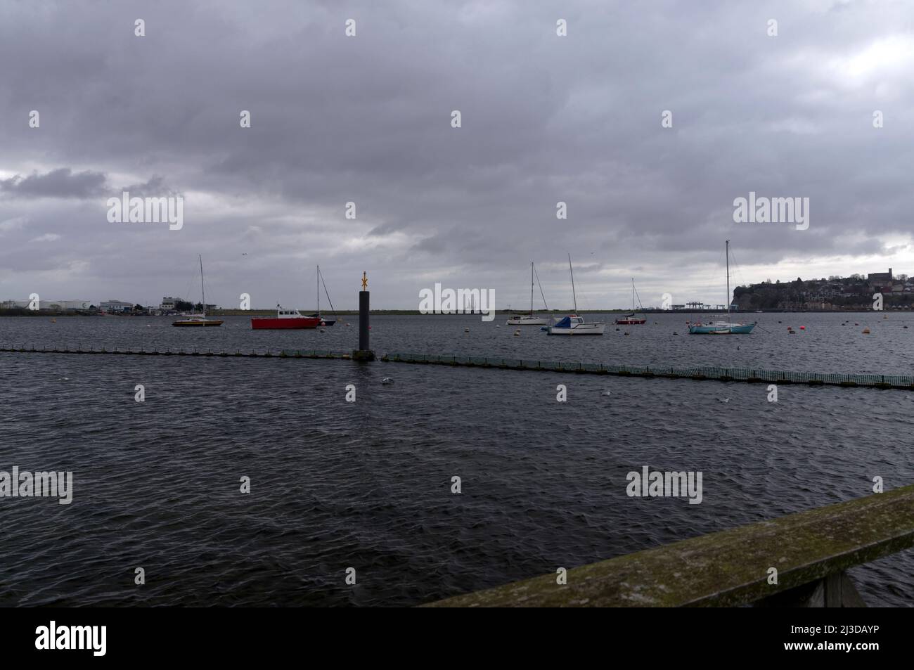 View across Cardiff Bay towards Penarth Head and Cardiff Barrage on the ...